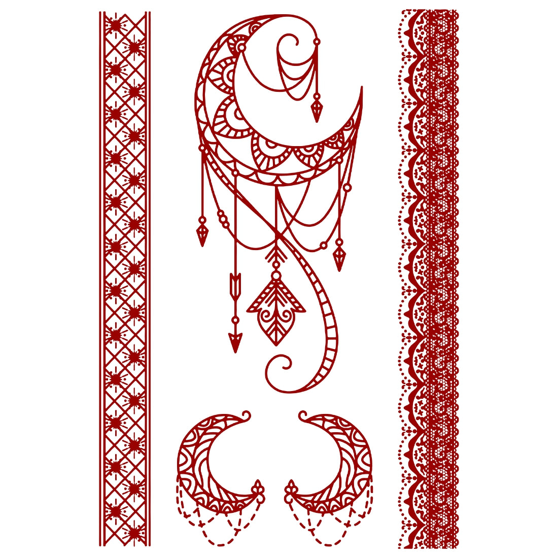 Full Border Half Moon Mehndi Tattoo For Women Waterproof Temporary Tattoo